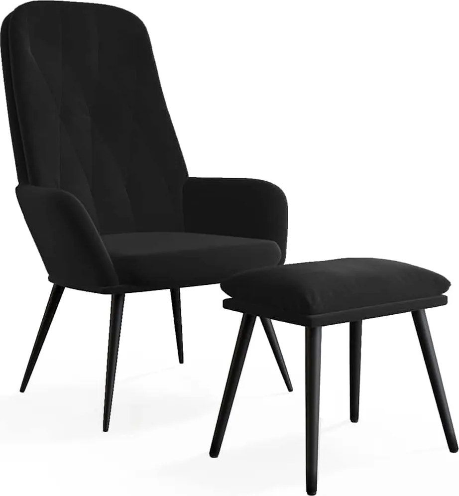 Relaxační křeslo s podnožkou černé samet 3097625