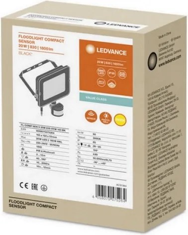 LED reflektor s pohybovým čidlem LEDVANCE FLOODLIGHT COMPACT 20W 3000K teplá bílá