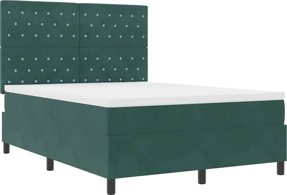 Postel s boxspringem s matrací Tmavě zelená 140 x 200 cm samet 3339773