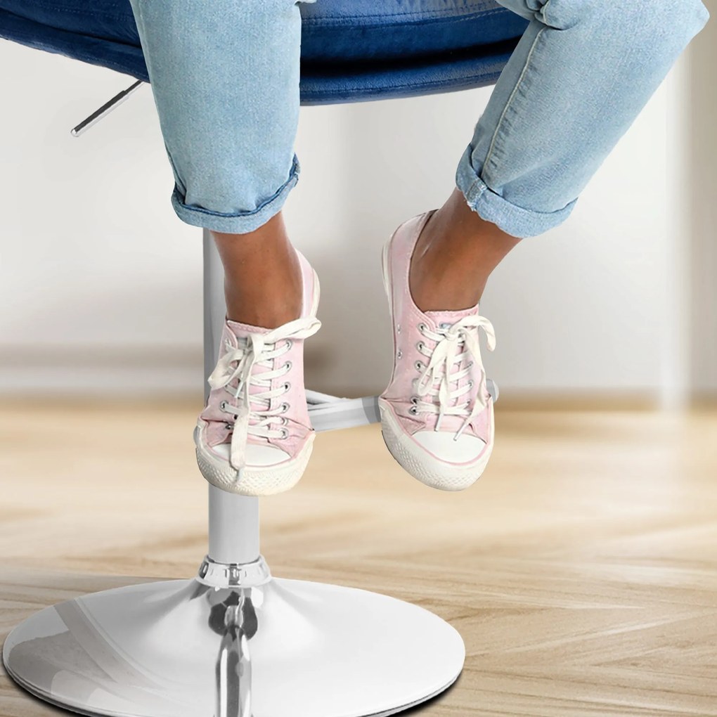 Barová židle Damar samet chromovaná konstrukce – modrá