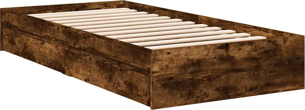 Rám postele se zásuvkami kouřový dub 90x200 cm kompozitní dřevo 3280682