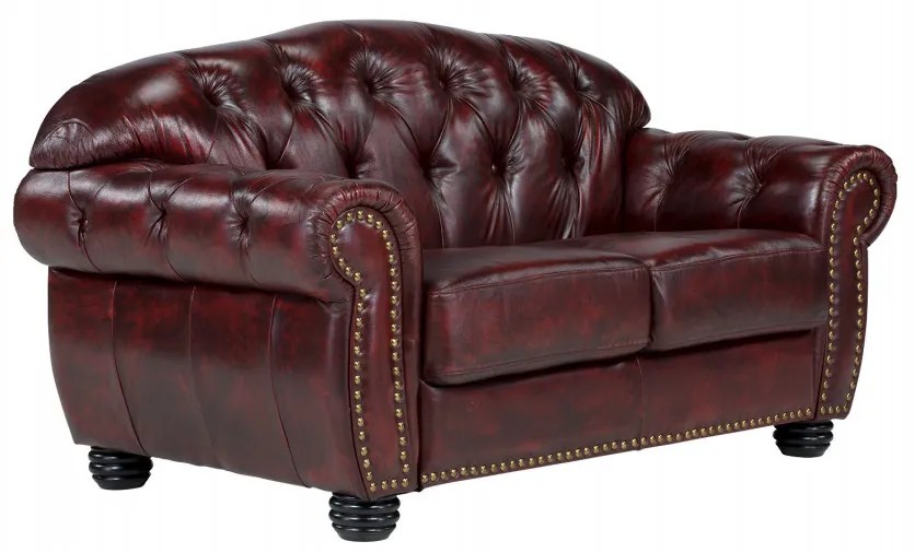 Dvoumístná pohovka z pravé kůže Chesterfield VI