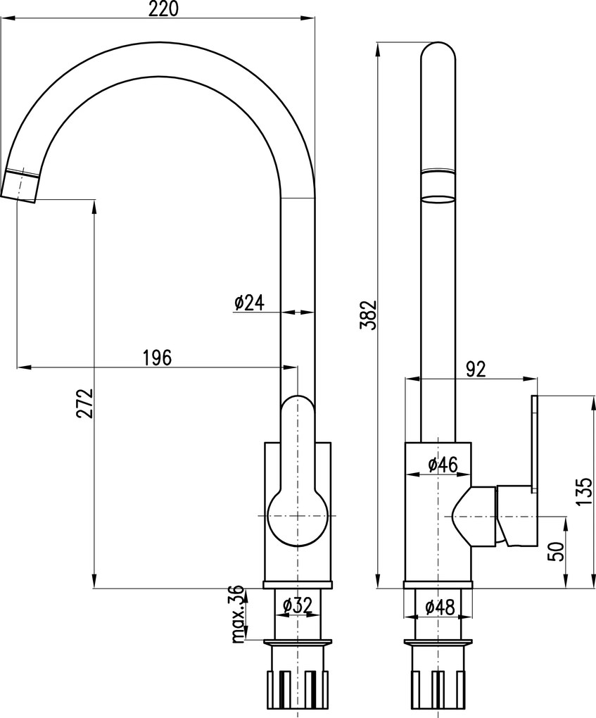 Slezák - RAV Dřezová baterie ZAMBEZI - ZA109.x/4IN, Nerez Připojovací hadičky - závit: 3/8"