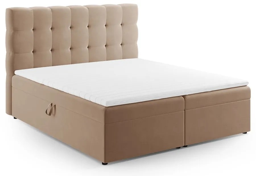 Světle hnědá boxspring postel s úložným prostorem 180x200 cm Bali – Cosmopolitan Design