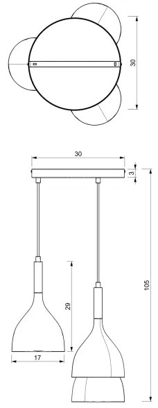 Lustr na lanku NOAK 3xE27/15W/230V bílá/chrom