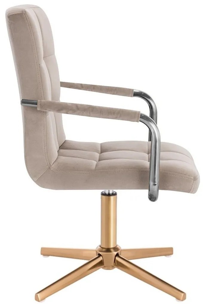 LuxuryForm DESIGN Otočná židle VERONA VELUR na zlatém kříži - latte