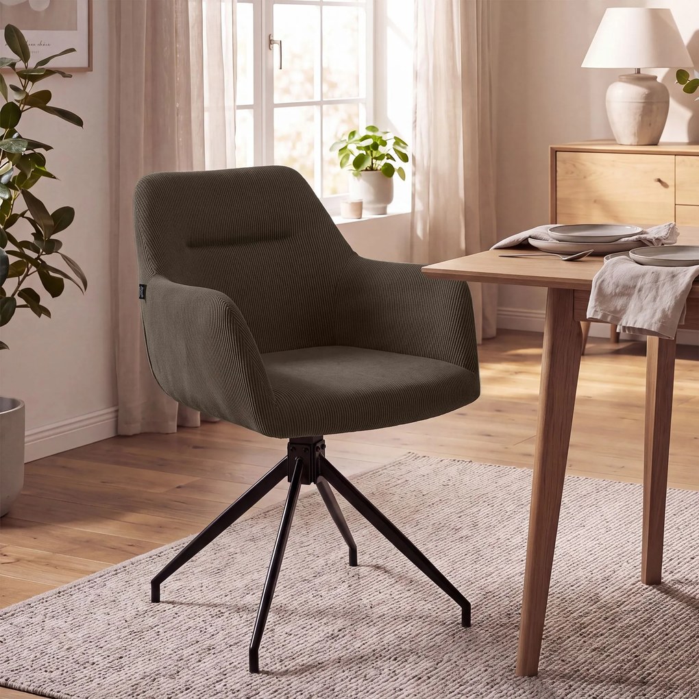 Jídelní židle Merlinda manšestr – tmavě hnědá