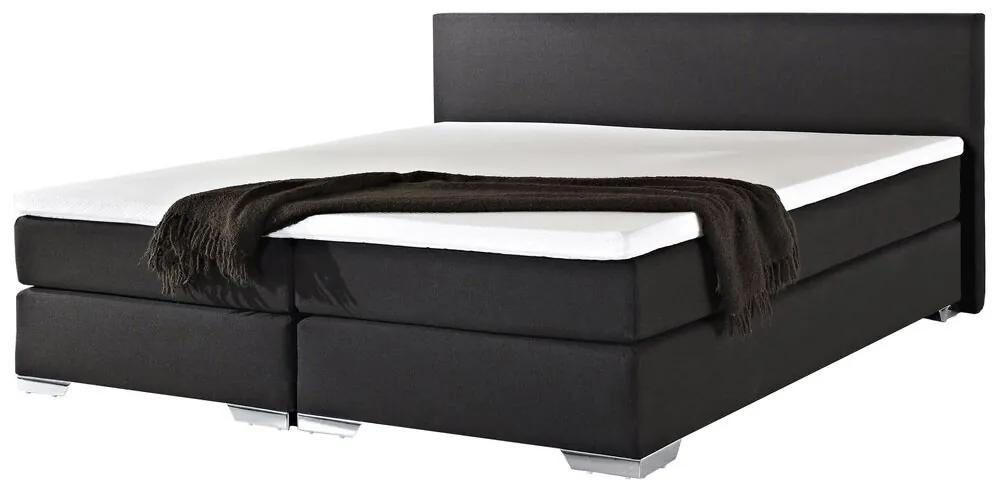 Čalouněná kontinentální postel 180 x 200 cm černá PRESIDENT Beliani