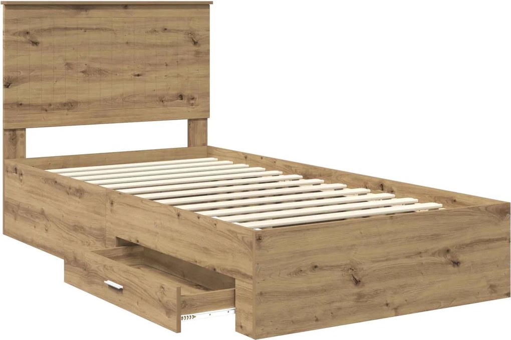 Rám postele s čelo Artisanový dub 100 x 200 cm Kompozitní dřevo 3411349
