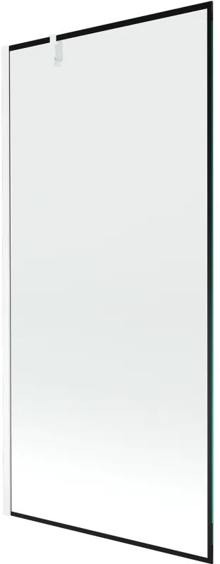Mexen Next, vanová zástěna 1-křídlová 90 x 150 cm, fixní křídlo, 6 mm čiré sklo s černým vzorem, bílý profil, 895-090-000-00-70-20
