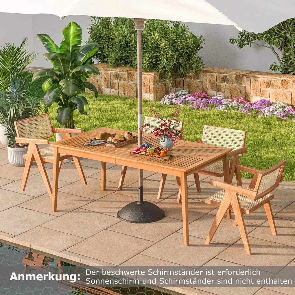 Costway Zahradní stůl akátové dřevo velký pro 6 osob – 170 × 90 cm, přírodní