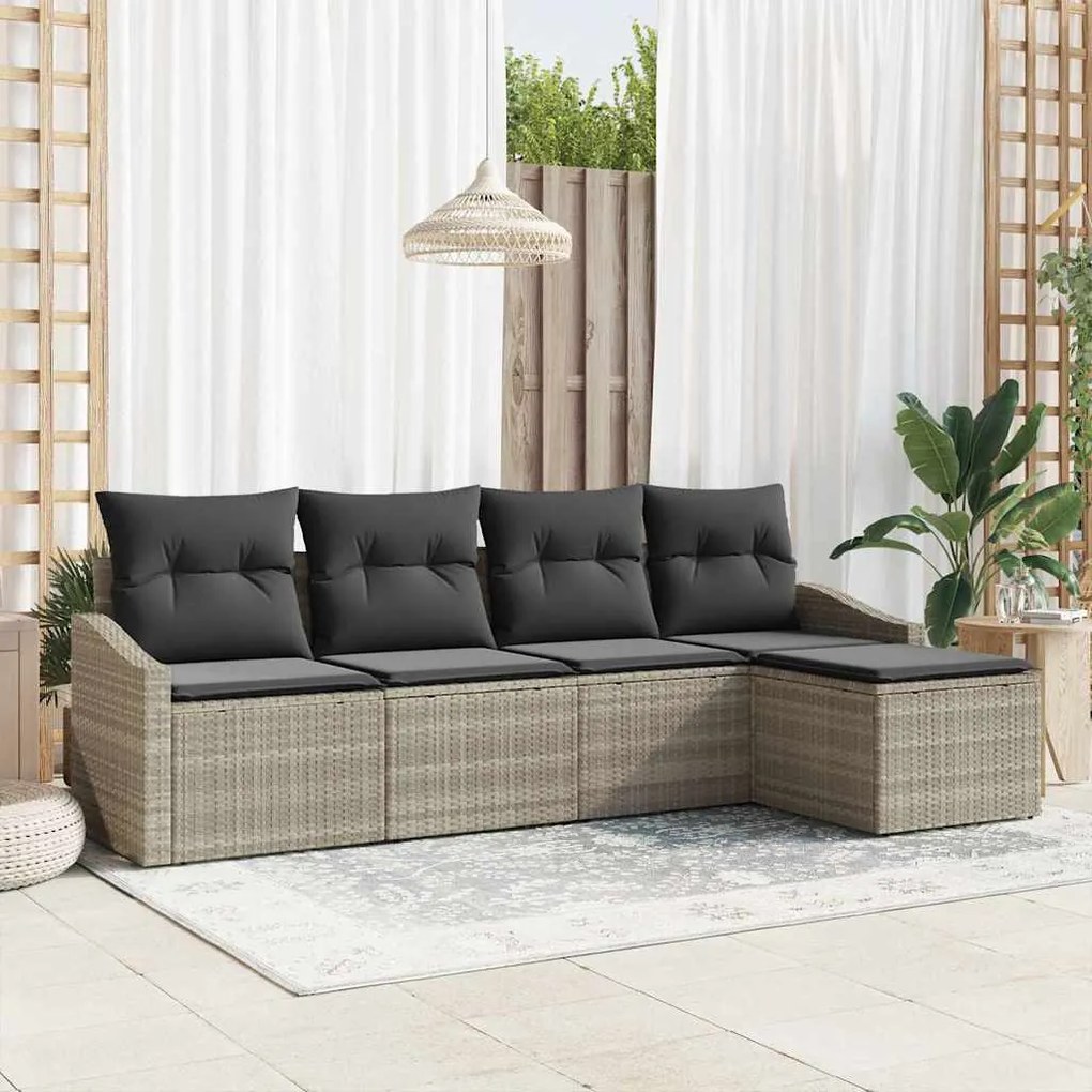 Set pohovek 5 ks Světle šedá polyratan 3346682