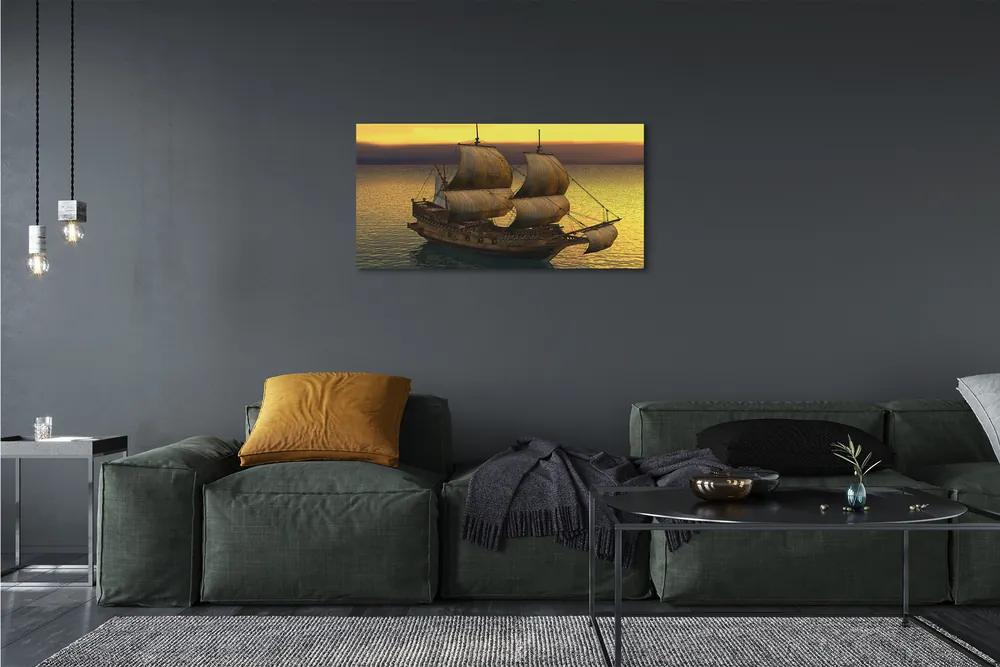 Obrazy na plátně Yellow sky ship sea 100x50 cm