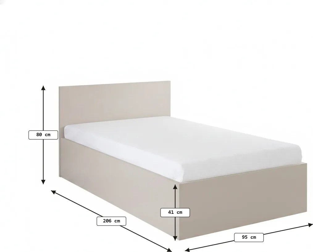 Postel SOFIA 90 x 200 cm, kašmírově béžová Rošt: Bez roštu, Matrace: Matrace Sommera 18 cm