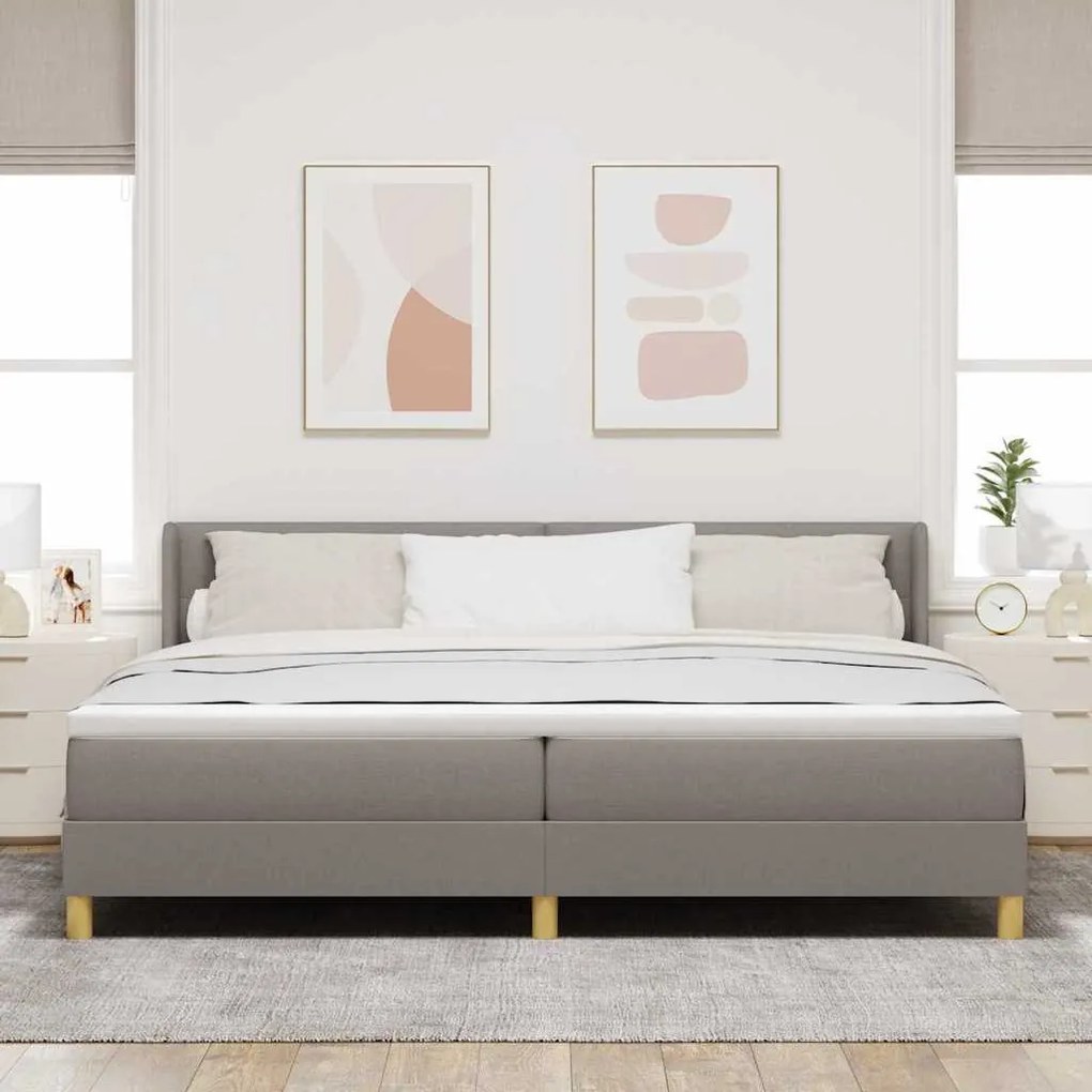 Postel s boxspringem s čelo Taupe 200 x 200 cm textil 3341129
