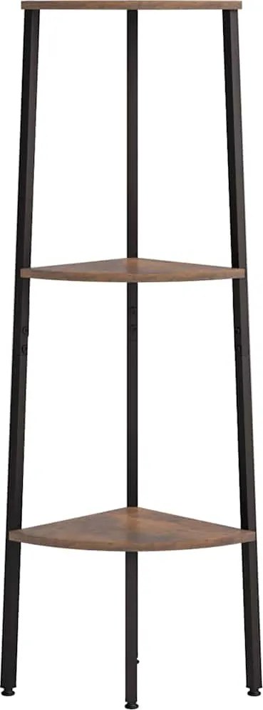 3patrová rohová police tmavě hnědá a černá 45,5 x 31,5 x 120 cm 336389