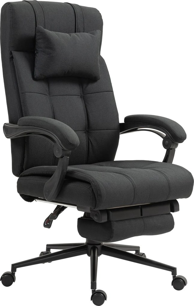 Ergonomická kancelářská židle Vinsetto s nastavitelným opěradlem, hlavovou opěrkou, opěrkami na ruce a výškově nastavitelná otočná židle s podnožkou -