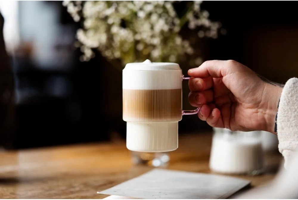 Růžové skleněné hrnky v sadě 2 ks na cappuccino 350 ml Livio – Vialli Design