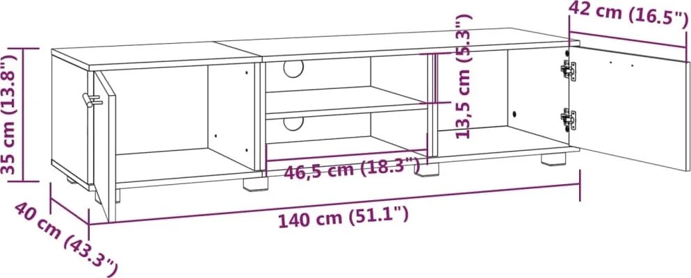 vidaXL TV skříňka 140x40x35 cm kompozitní dřevo [340633] Barva: kouřový dub