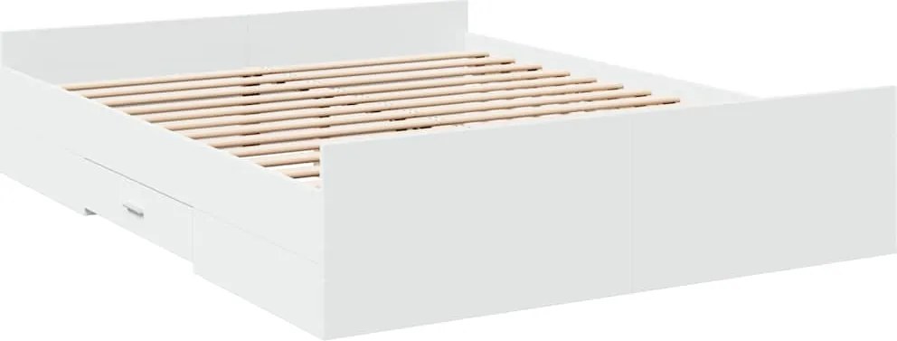 Rám postele se zásuvkami bílý 150 x 200 cm kompozitní dřevo 3280286