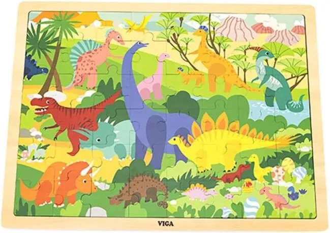 Dřevěné puzzle 48 dílků Viga Dinosauři