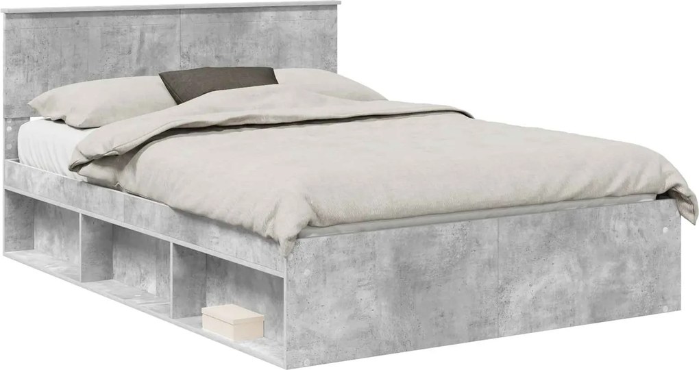 Rám postele s čelo Beton 140 x 190 cm Masivní borové dřevo 3410603