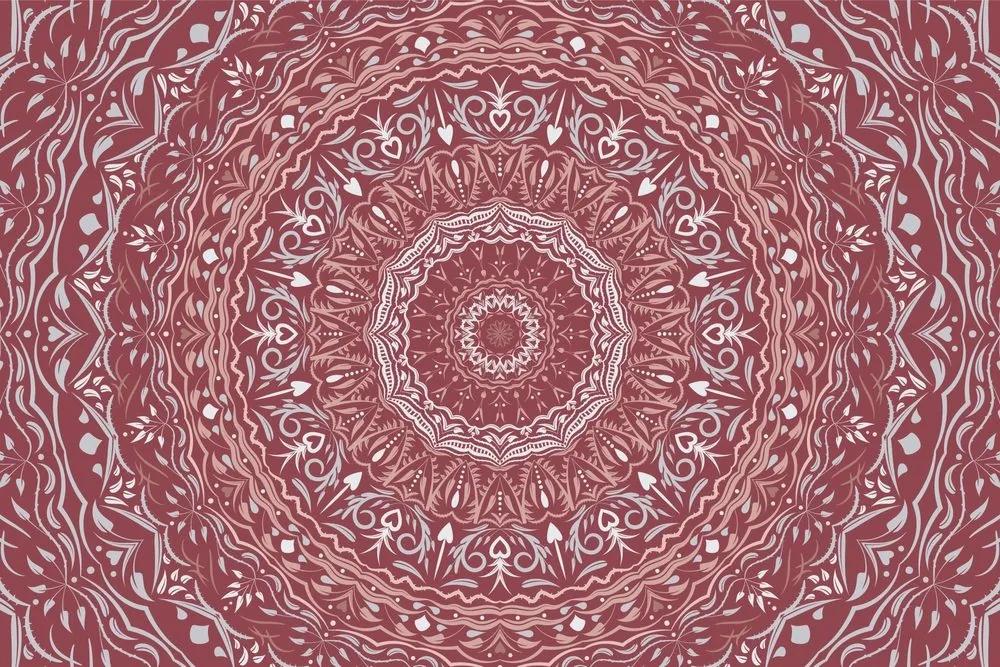Tapeta Mandala ve vintage stylu v růžovém odstínu - 375x250 cm