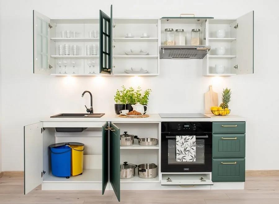 Casarredo - Komfort nábytek Kuchyně INGRID II 180/240 bílá/zelený mat