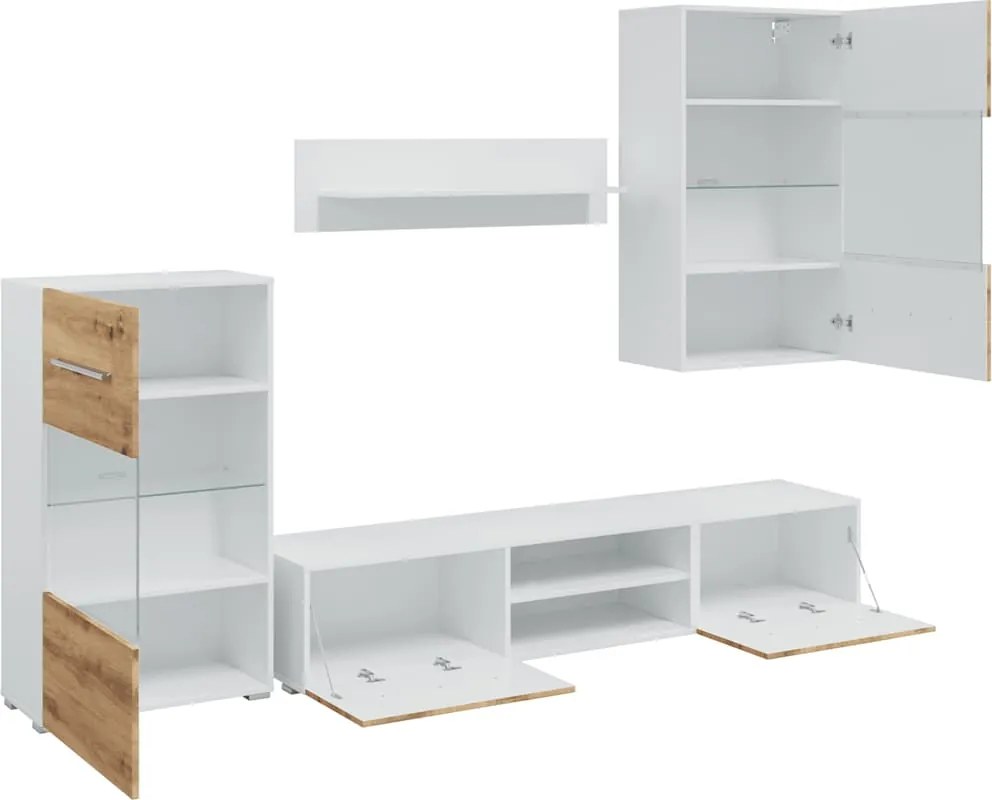 5dílná TV stolky s LED osvětlením dub artisan kompozitní dřevo 3324234