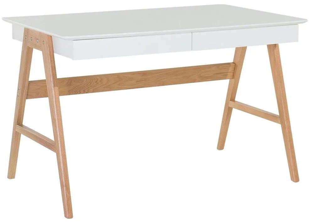 Bílý psací stůl 120x70 cm se dvěma zásuvkami SHESLAY Beliani