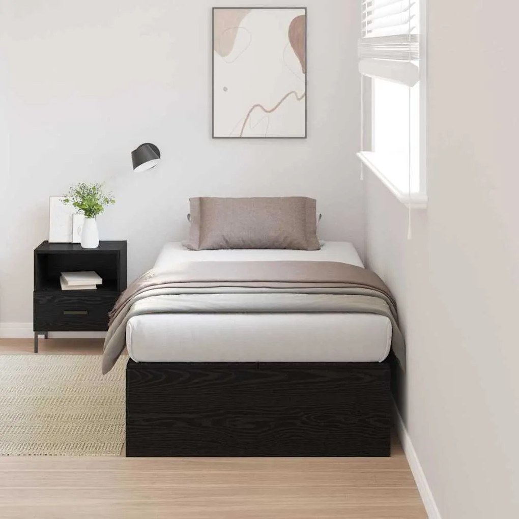 Rám postele s úložným prostorem se dveřmi Černý dub 90 x 190 cm 3335406