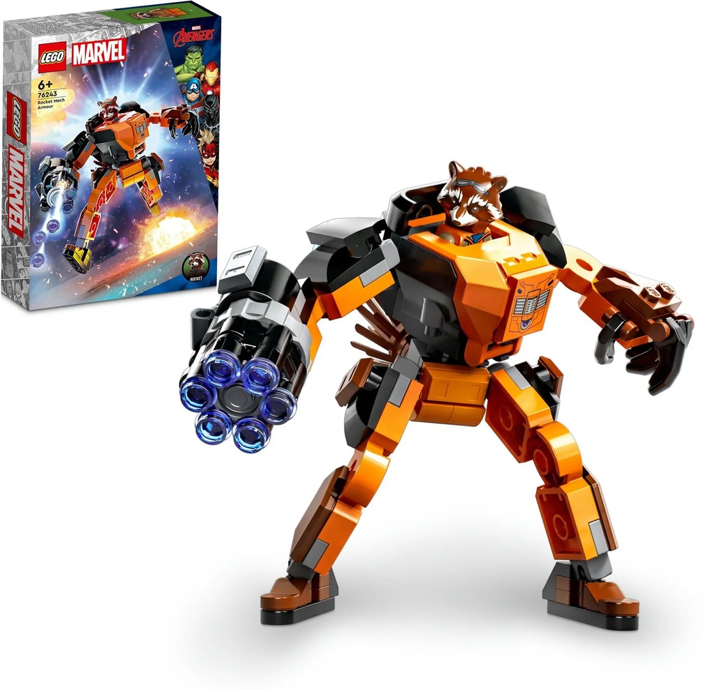 Lego stavebnice lego marvel 76243 rocket v robotickém brnění
