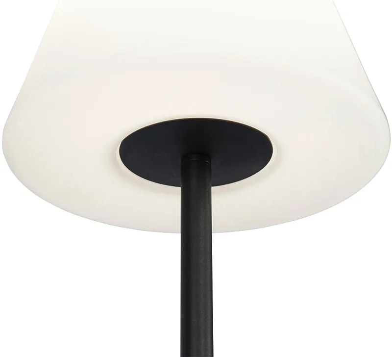Venkovní stojací lampa černá s bílým stínítkem IP65 25 cm - Virginia