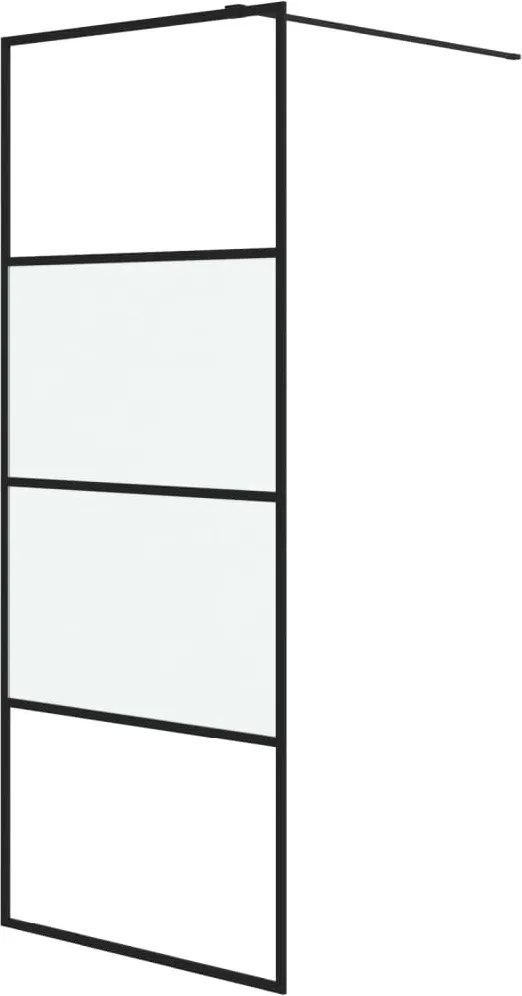 Sprchová zástěna walk-in černá 80x195 cm napůl mléčné ESG sklo 152125