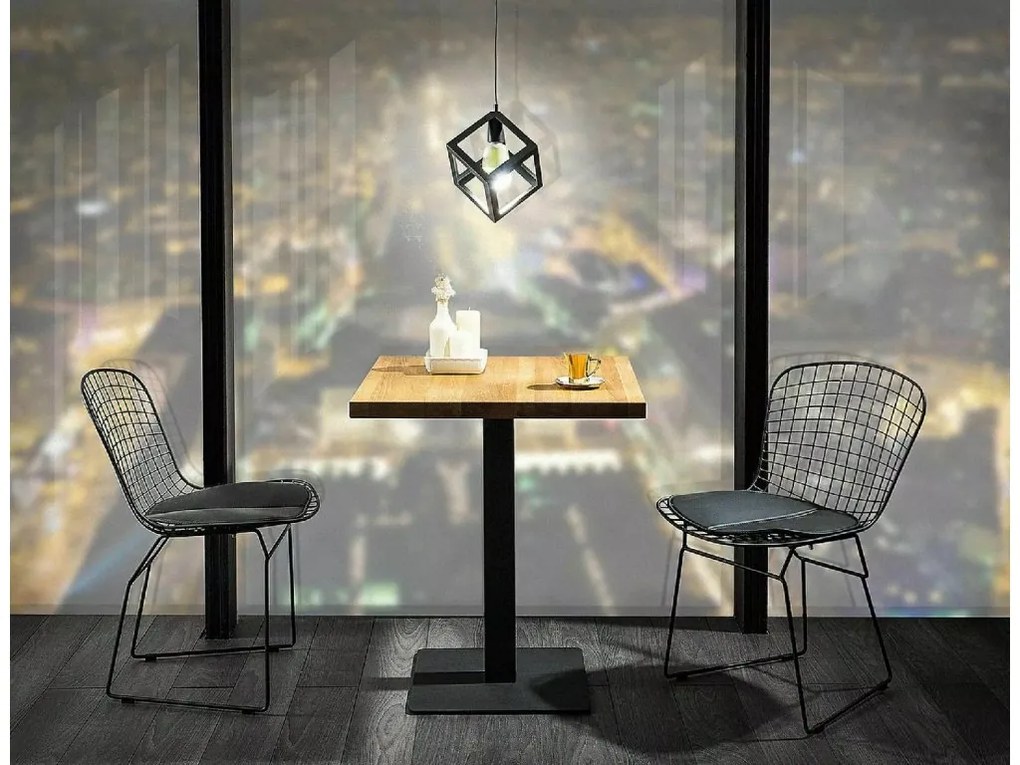 Černý jídelní stůl s dubovou deskou PURO 70x70