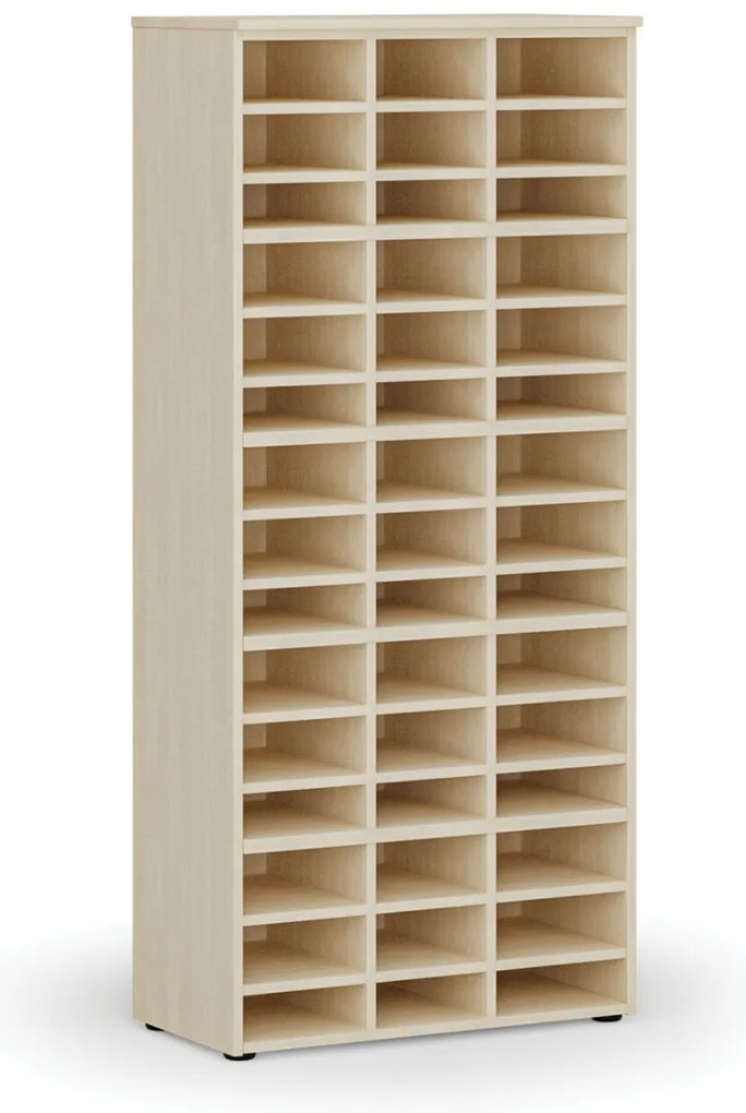 Třídicí regál PRIMO WOOD, 800 x 420 x 1781 mm, 45 přihrádek, bříza