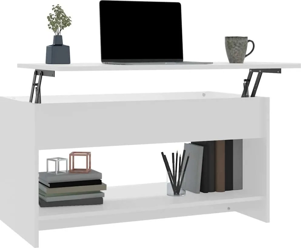 vidaXL Konferenční stolek 102 x 50 x 52,5 cm kompozitní dřevo [809647] Barva: bílá s vysokým leskem