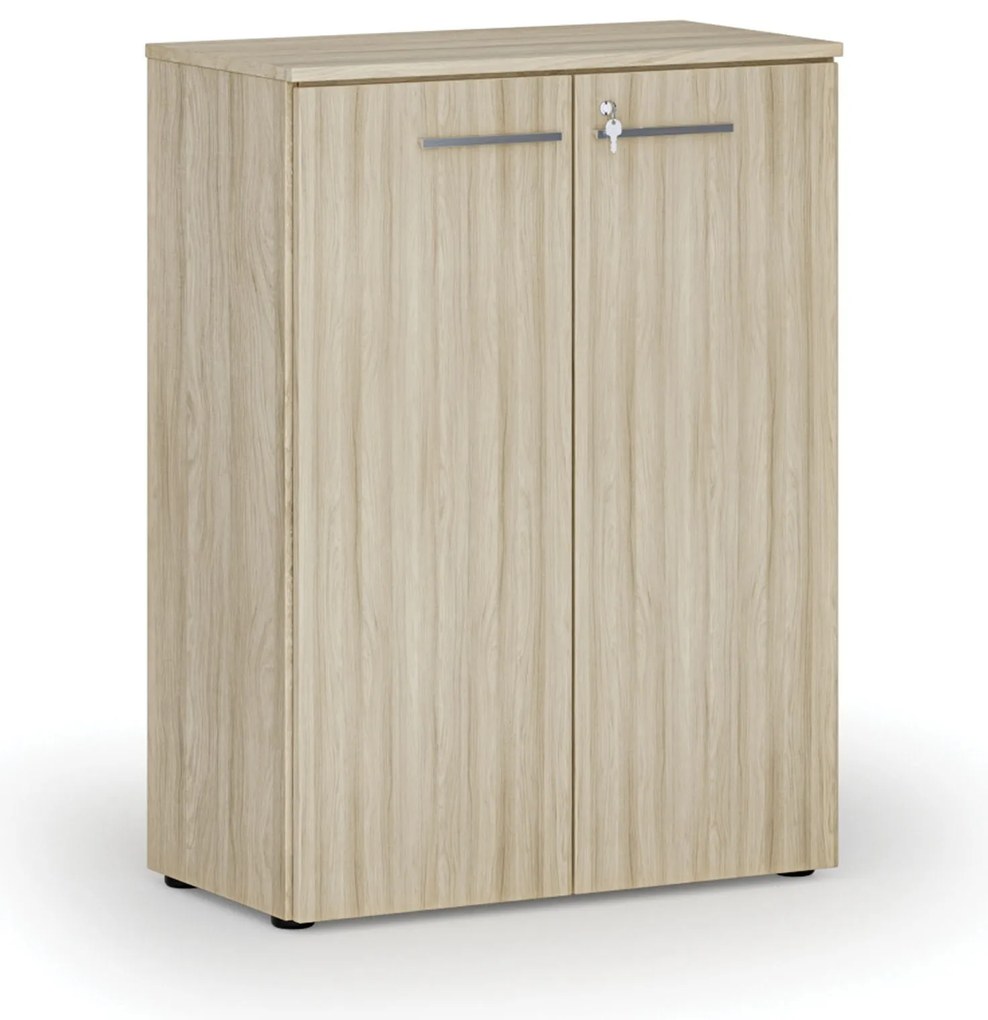 Kancelářská skříň s dveřmi PRIMO WOOD, 800 x 420 x 1087 mm, dub přírodní