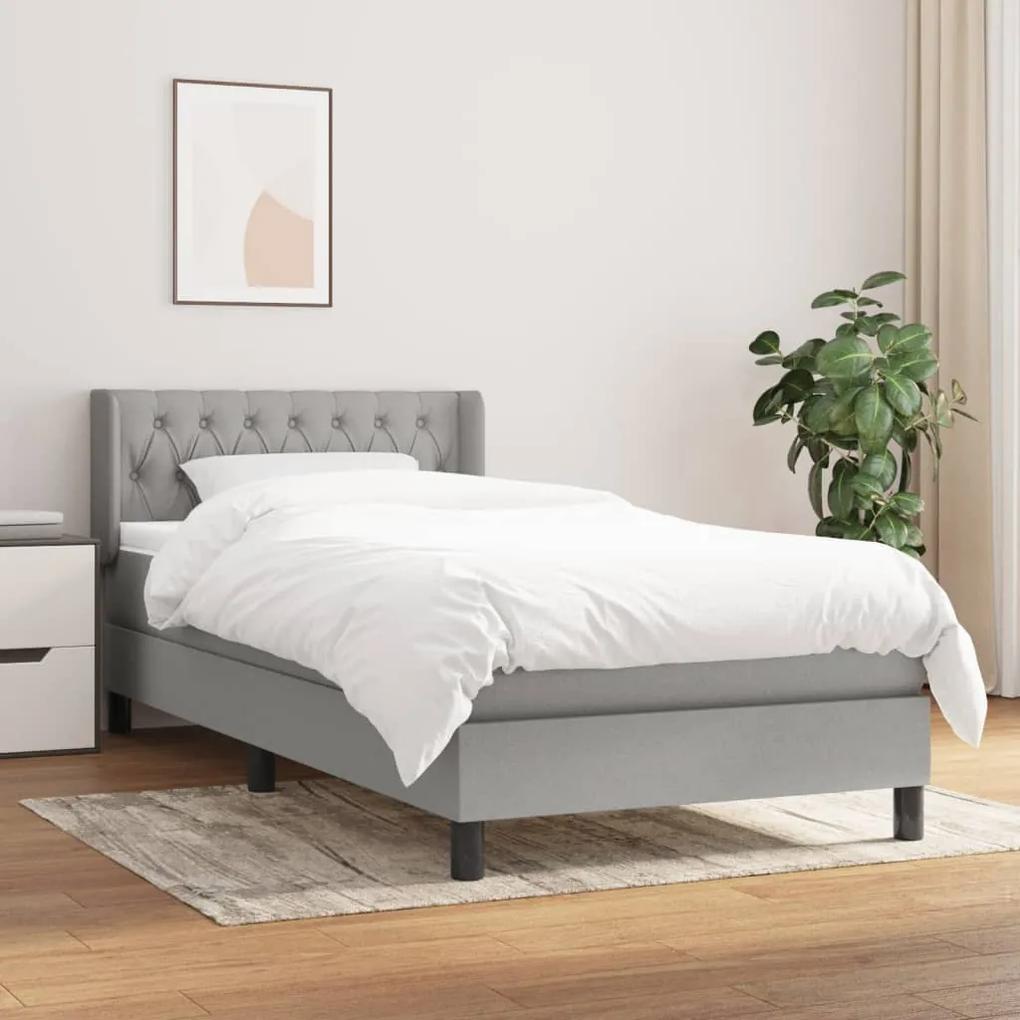 Box spring postel s matrací světle šedý 100 x 200 cm textil,  3129929