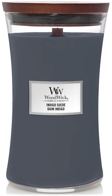 WoodWick – svíčka Indigo Suede (Modrý semiš) Velikost: střední 275 g