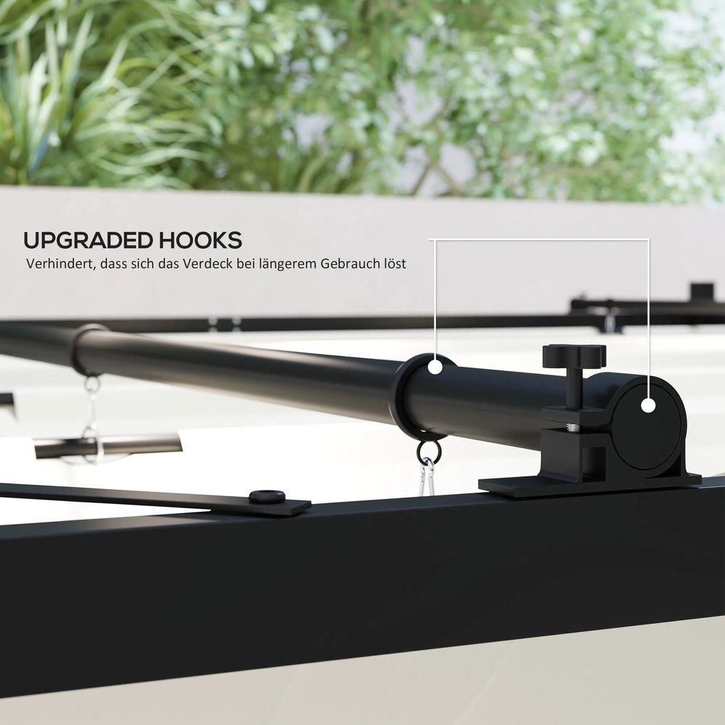 Outsunny pergola cca 3x3m, kovová střecha na terasu, zahradní pavilon s nastavitelnou střechou, volně stojící, UV ochrana 30+, na terasu a zahradu, k…
