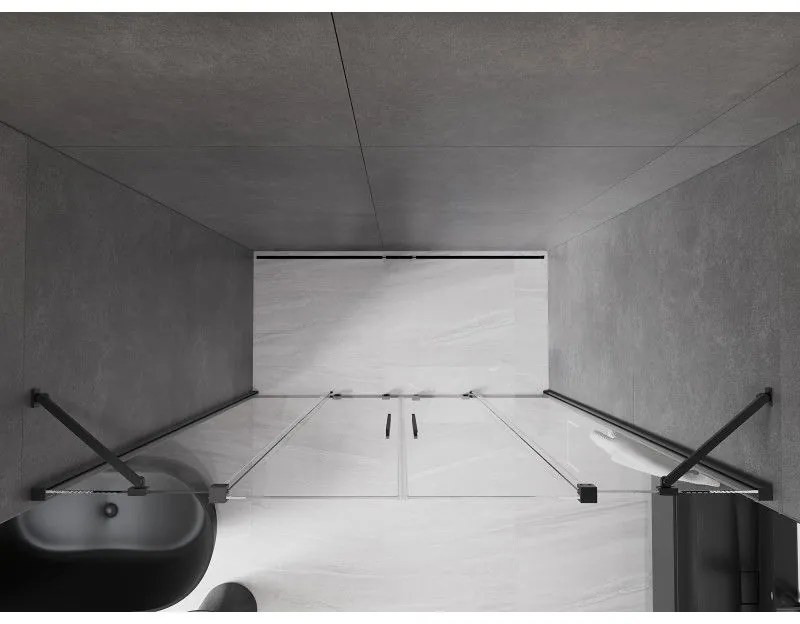 Mexen Velar Duo, posuvné dveře do otvoru 170x200 cm, 8mm čiré sklo, černá matná, 871-170-000-02-70