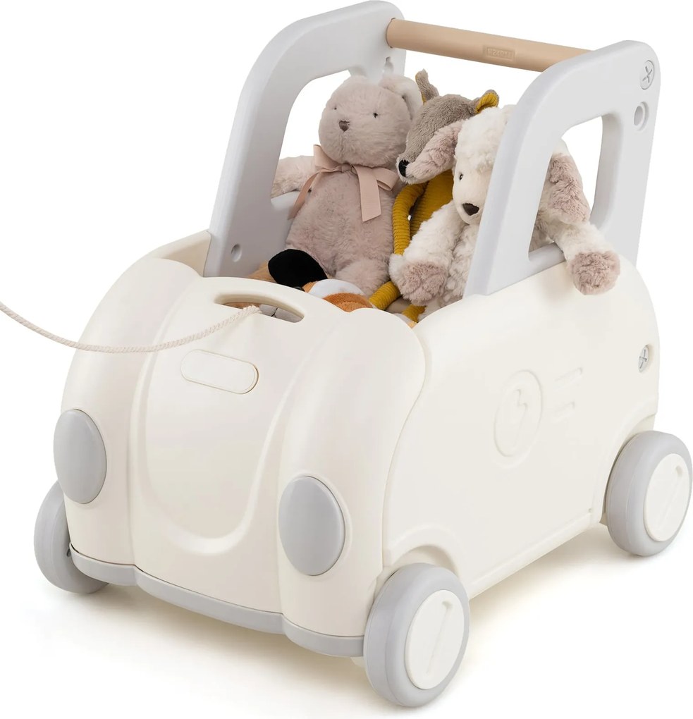 Costway Toy Box Dětský běžecký vozík s rukojetí Tahovací lano Skládací sedátko