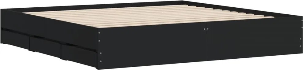 Rám postele se zásuvkami černý 180 x 200 cm kompozitní dřevo 3207253