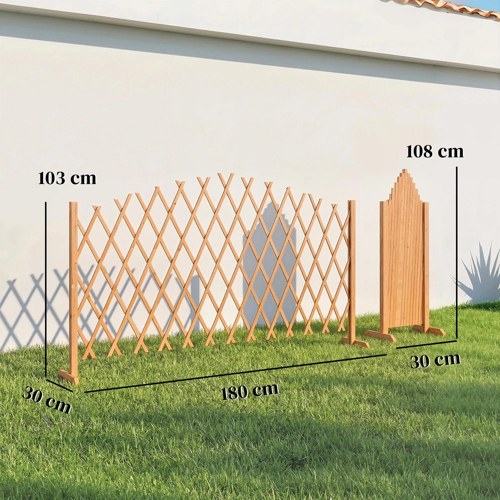 Sada 2 výsuvných nůžkových plotů Volně stojící nůžková zábrana s nožičkami 180 x 30 x 103 cm Hnědá barva