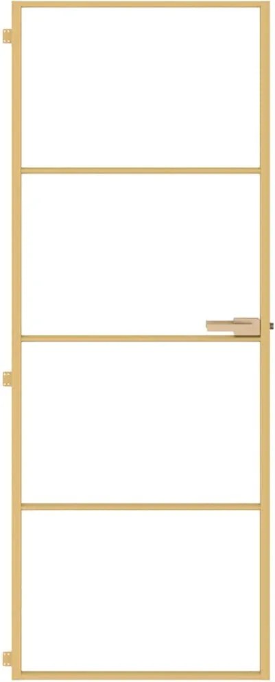 Interiérové dveře úzké zlaté 76x201,5 cm tvrzené sklo a hliník 155132