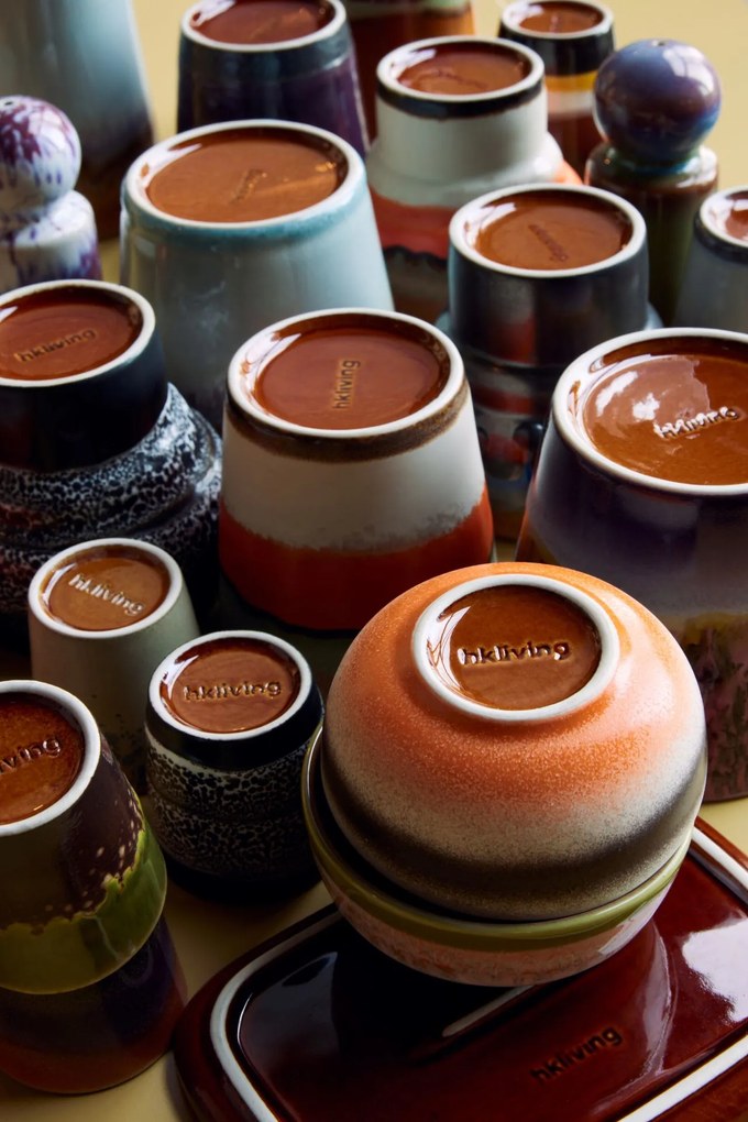 HK living Kameninový hrnek 70's Burst 180 ml, oranžová barva, keramika