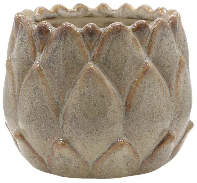 Latté obal na květináč s listovým vzorem Gaston - Ø 13*10 cm