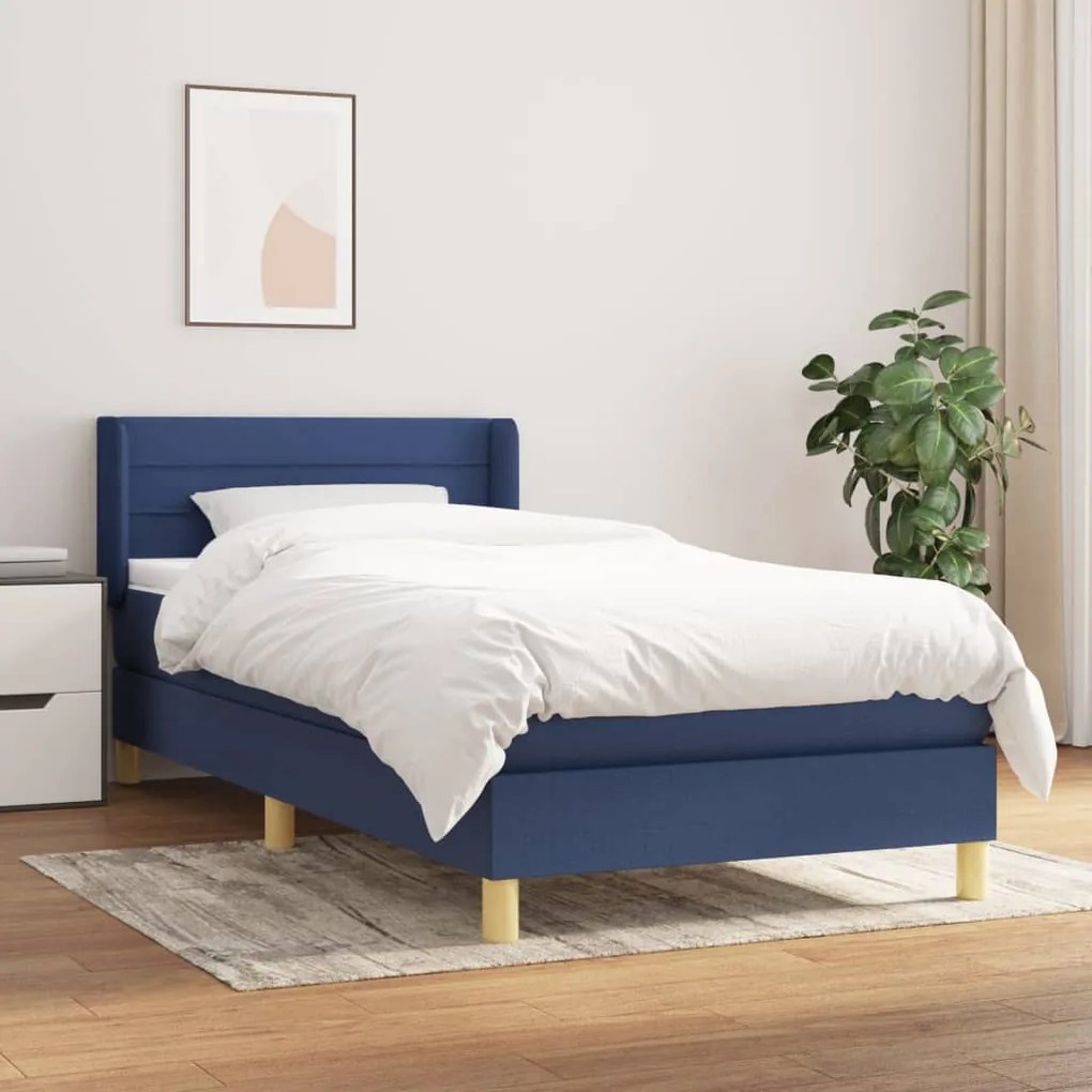 Box spring postel s matrací modrá 80x200 cm textil 3130311