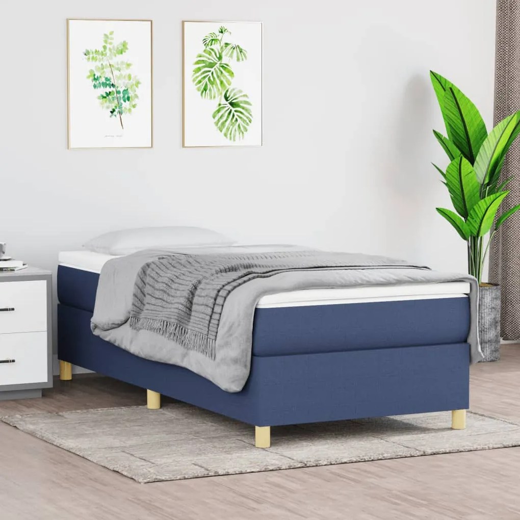 Box spring postel s matrací modrá 80x200 cm textil 3144480